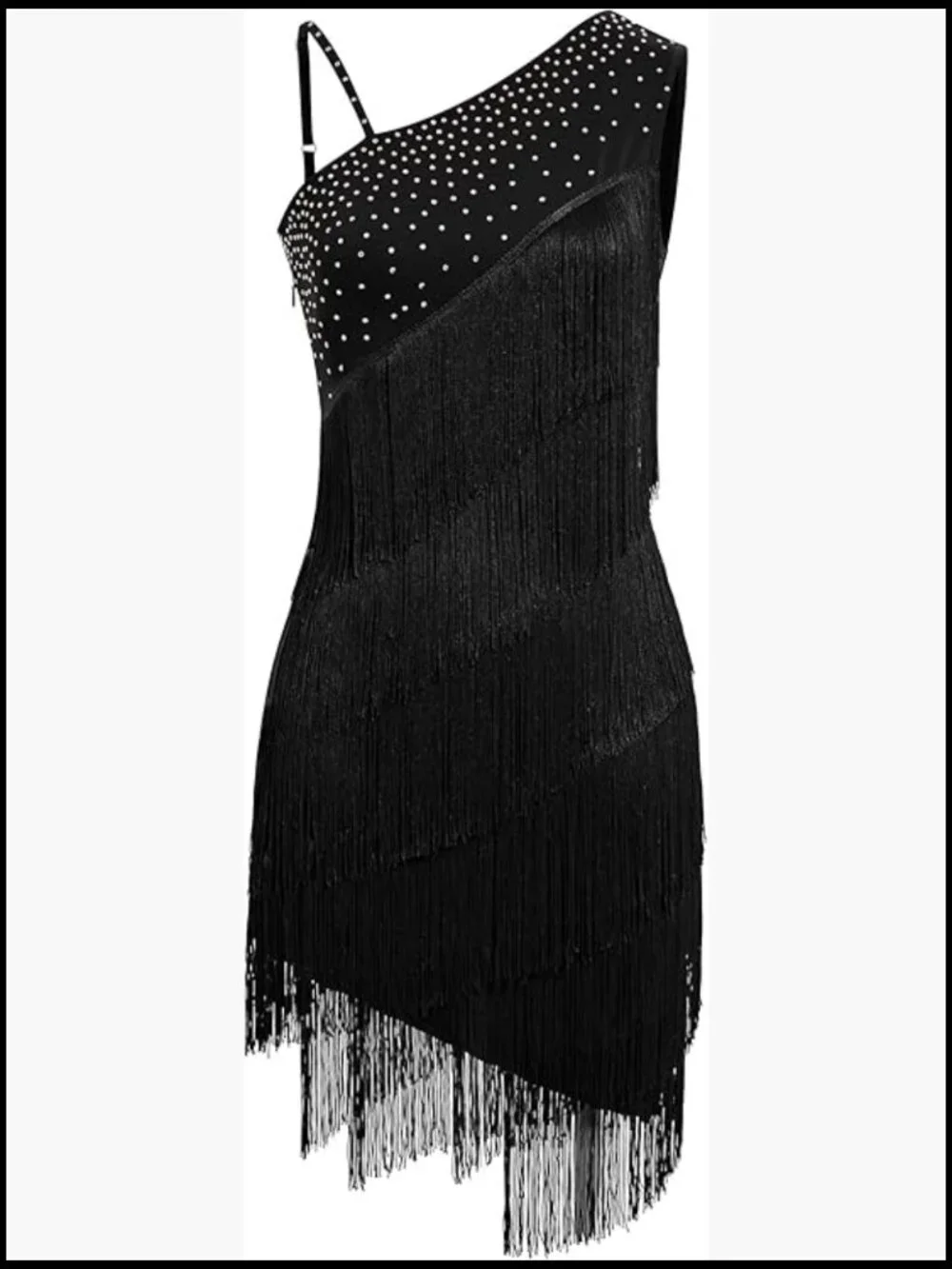 Dresses | One Shoulder Fringe Latin Dance Dress Rhinestone Jazz Salsa ...